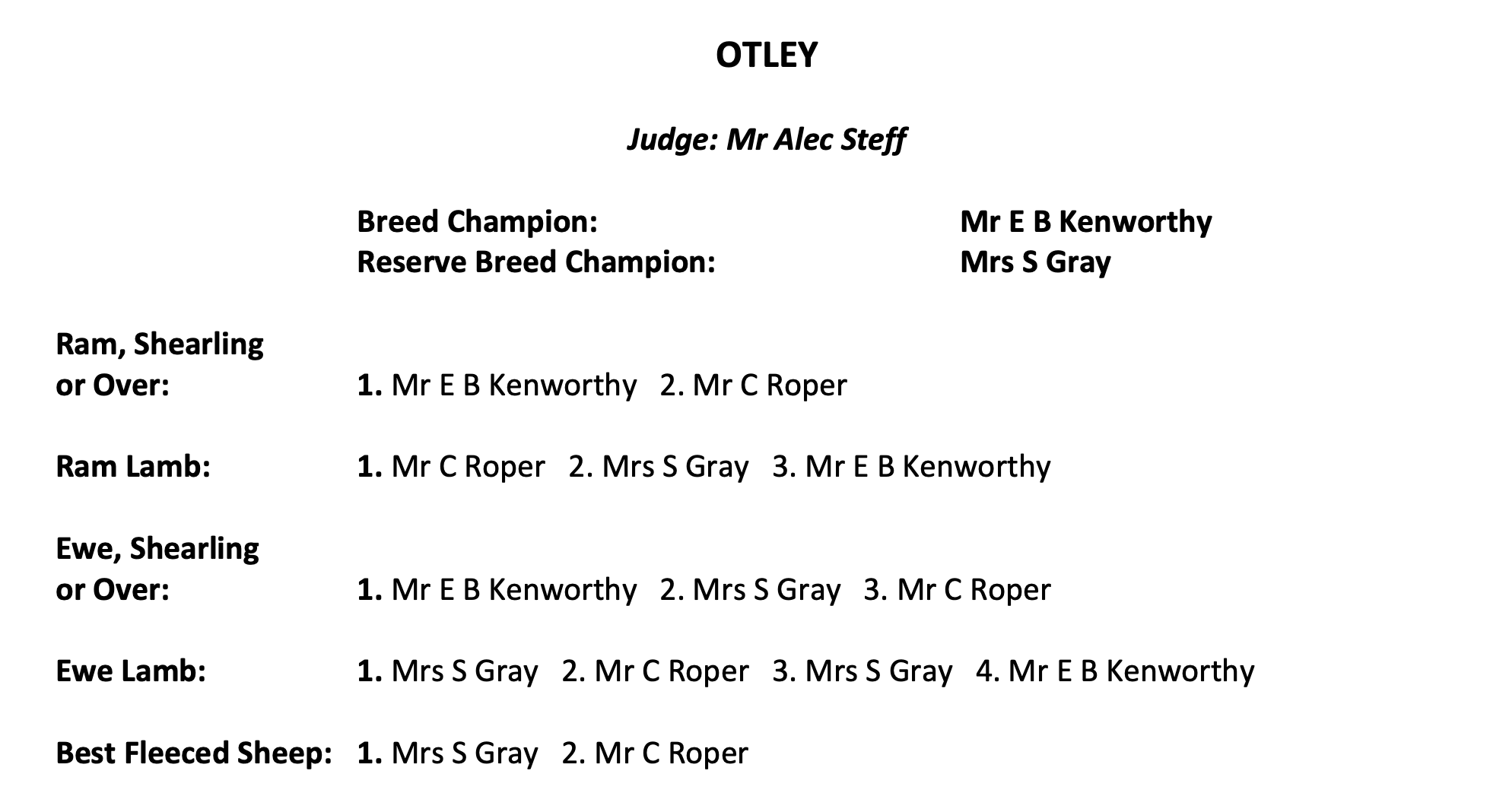 Otley Show – DORSET HORN AND POLL SHEEP